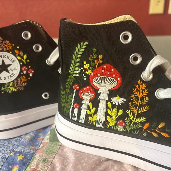Custom Mushroom Converse Embroidery Chuck Taylor/handmade Personalized ...