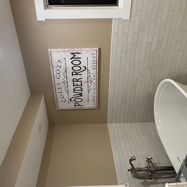 PERSONALIZED Custom Powder Room Sign Bathroom Family Name and Co Sign ...