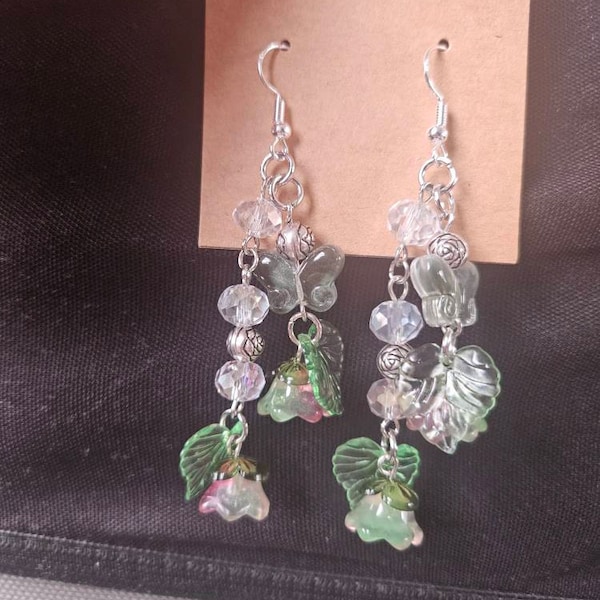 Fairy Wing Pixie Dust Gliter Dangle Earrings, Fairy Moom Charm ...