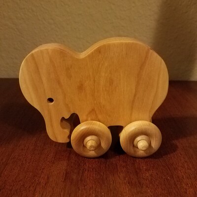 Wooden Animal Toy, Elephant Push Toy Car Personalized Gift for Toddlers ...