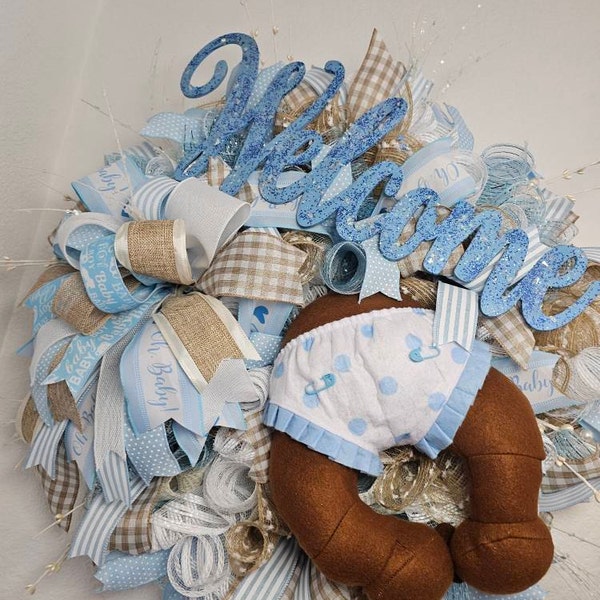 Oh Baby Blue Boy Shower Wired Ribbon - Baby Ribbon, Ribbon for Wreaths ...