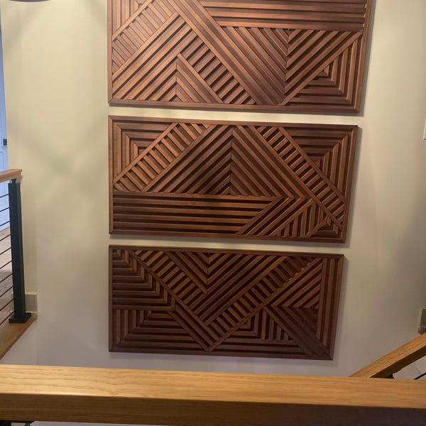 Modern Wood Wall Art Set Large Modern Wood Wall Hangings Geometric Wood ...