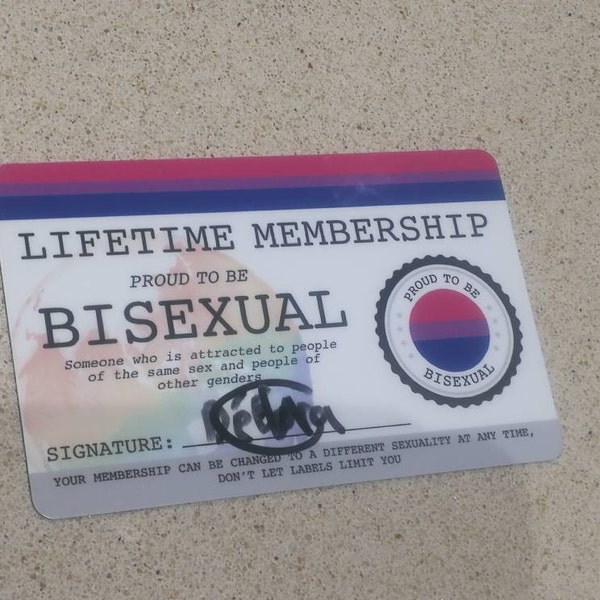 BISEXUAL Gay Pride Identity Card - Lifetime Membership Card - LGBT ...
