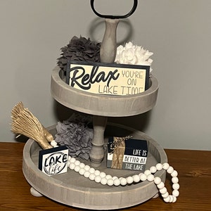 Camping Themed Mini Book Stack Tiered Tray Decor / Gray Themed - Etsy