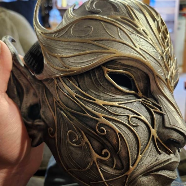 Dark Elf Full Face Mask - 3D Printed Décor, Costume, Cosplay, Unpainted ...