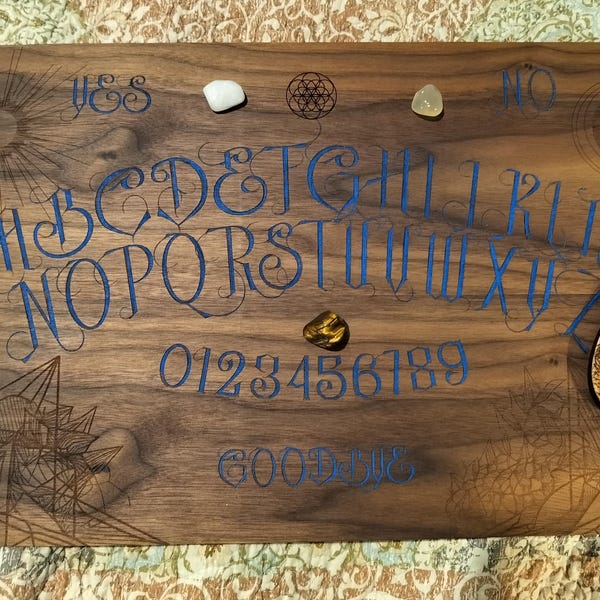 Spirit Board and Planchette: One-of-a-kind, Wood Engraved, Hand-painted ...