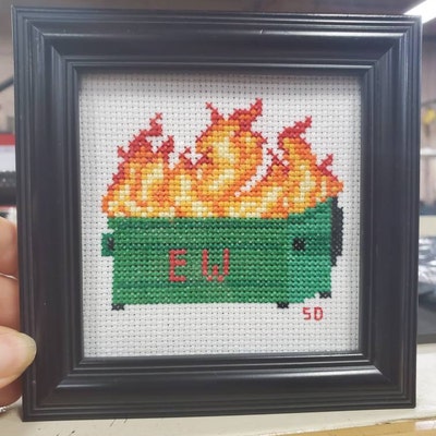 Dumpster Fire 2020 STAY at HOME Cross Stitch Chart Pattern PDF ...