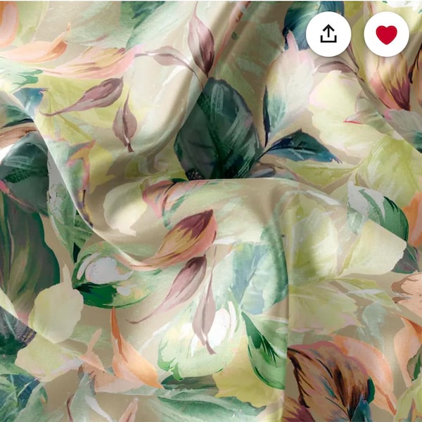 Summer Tropical Flowers Pattern Printed Fabric // Satin, Chiffon, Crepe ...