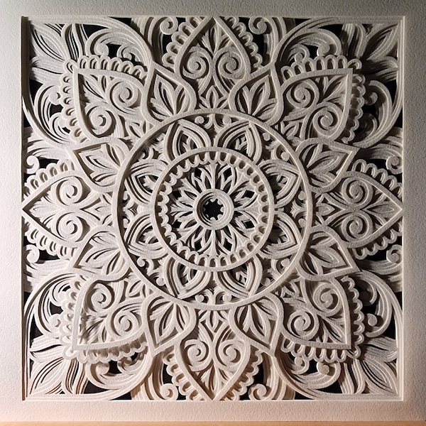 Multilayer Mandala Square Panel SVG Template - 3D Layered Vector ...