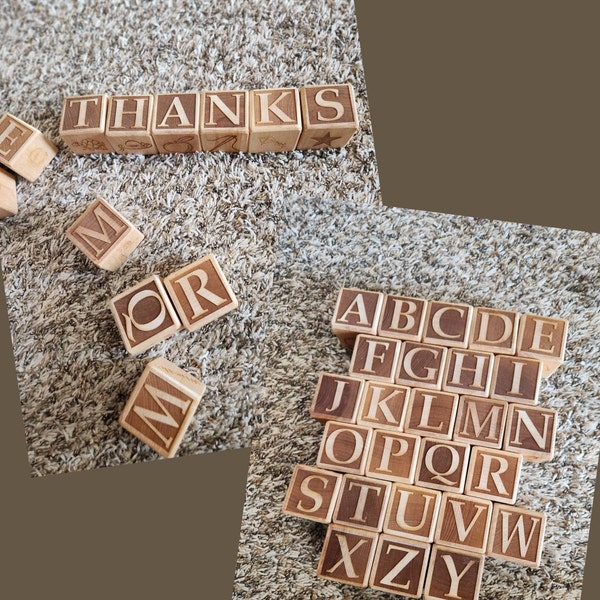 Wood Alphabet Block Set - Etsy