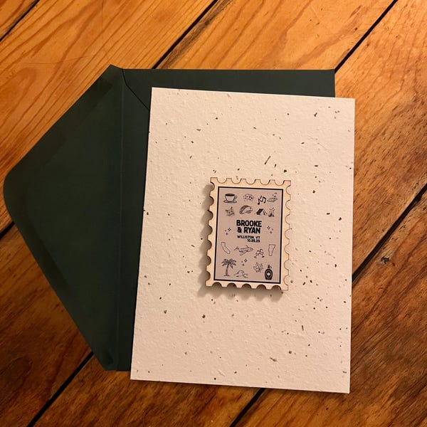 Wooden Postage Stamp Save the Date Magnet Rustic Wooden Magnet Special ...