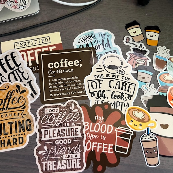 Coffee Sticker,coffee Addict Sticker Pack,coffee Decal,artsy Arthurs ...