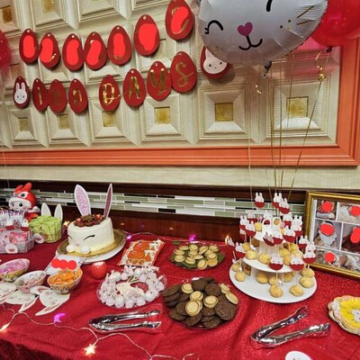 100 Day Cupcake Topper Year of the Rabbit Red Egg and Ginger Party - Etsy