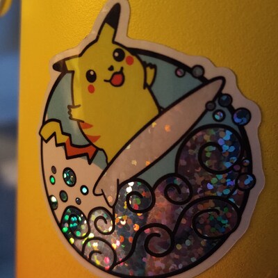 Surfing Pikachu Pokemon Inspired Sticker - Etsy