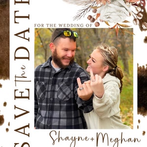 Western Wedding Invitation Template Rustic Cowhide Wedding Stationary ...