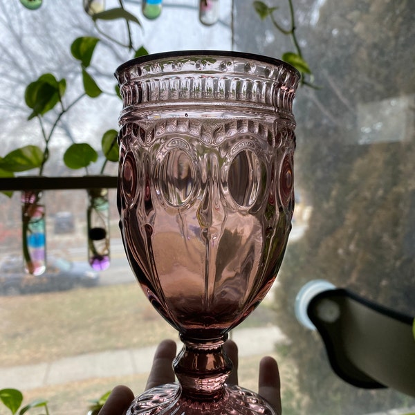 10oz Blush Vintage Inspired Glass Goblet, DIY Wedding Tableware, Pink ...