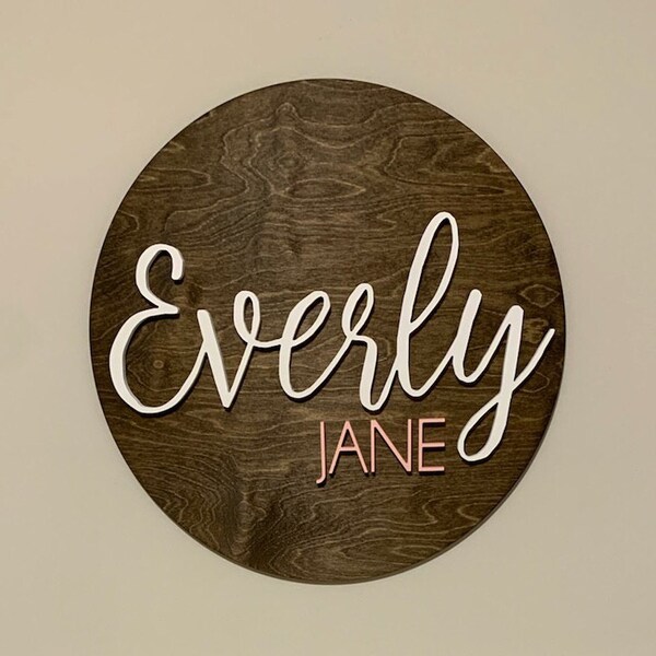 Custom Round Name Sign | 12-36" | Kids Sign | Decor | Baby Wall Art ...