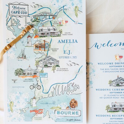 Custom Wedding Maps, Personalized Wedding Maps, Watercolor Wedding Maps ...