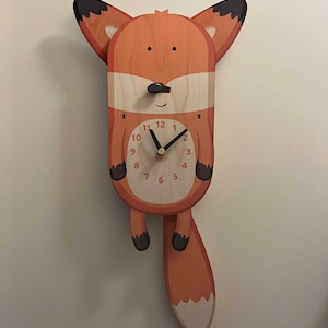 Fox Pendulum Clock Woodland Nursery Decor Kids Clock Woodland Animals ...