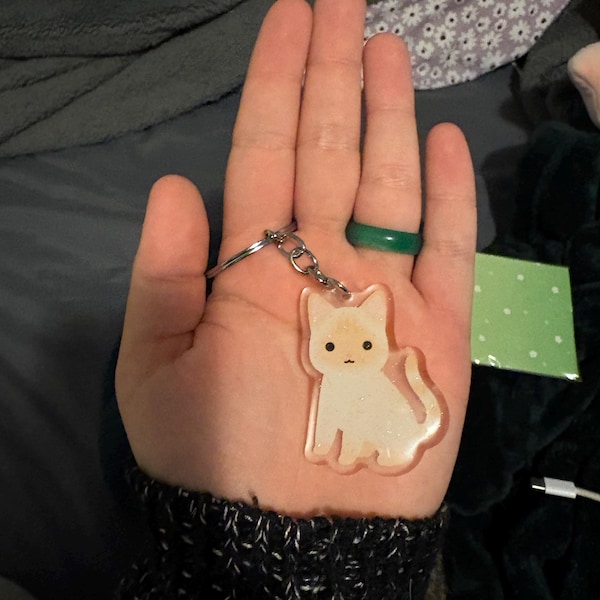 Gray Timber Wolf Acrylic Glitter Keychain Kawaii Chibi Wild Animal ...