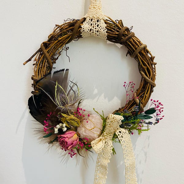 Spring Pentacle Wreath. Dried Florals. Witchy Decor. Home Protection ...