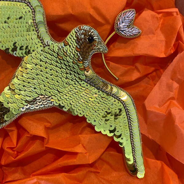 Dove Brooch, Embroidered Lady Gaga Inauguration Golden Dove Brooch - Etsy