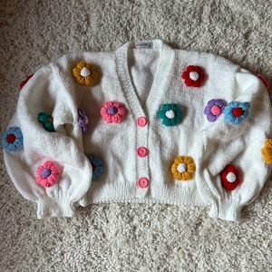 Daisy Cardigan Handmade Cardigan for Women Daisy Knit Jacket Oversized ...