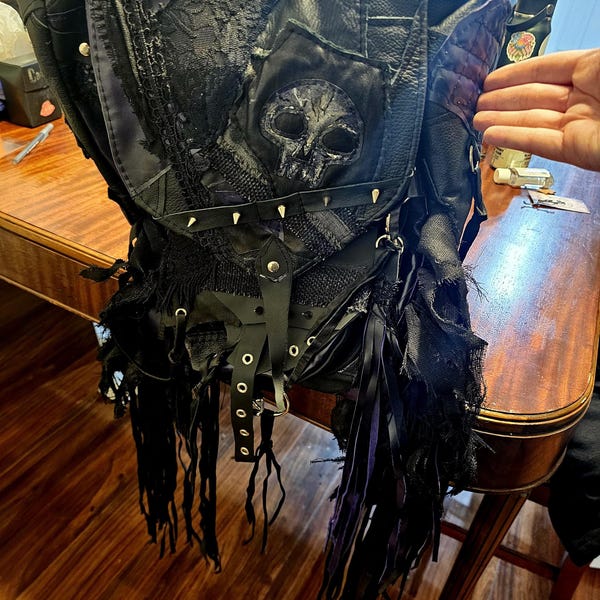 Hobo/crossbody Leather Fringed Bag in Gothic, Occult Magic, Raw ...