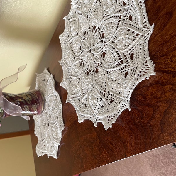 Spring Centerpeice Doily, Handmade Crocheted Mandala Lace Doily ...