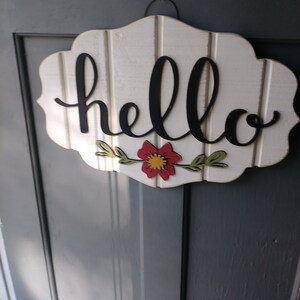 Hello Sign, Wood Door Hanger, Door Decoration, Front Door Sign, Front ...