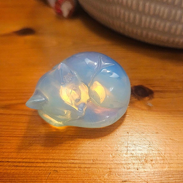 Opalite Sleeping Cat,hand Carved,home Decoration,crystal Collection ...
