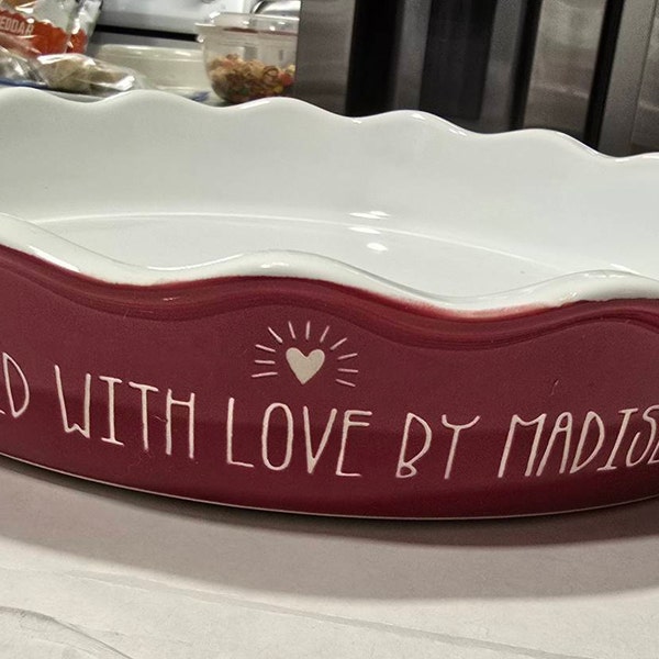 Made With Love Personalized Ceramic Pie Dish, Personalized Mother's Day ...