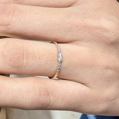 Small & Dainty 14k Yellow Gold Diamond Promise Ring for Her, Womens ...