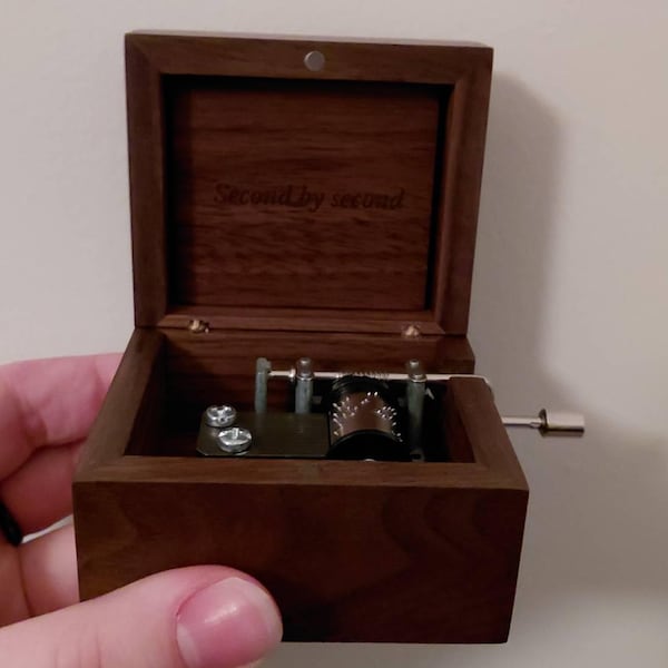 Personalized Music Box | Small Vintage Wooden Music Box | Walnut ...