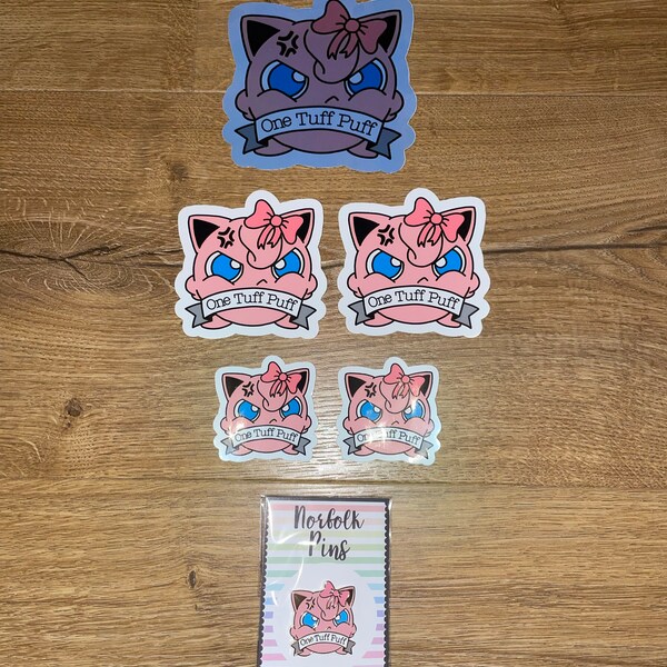 One Tuff Puff Hard Enamel Pin // Motivational Jigglypuff // 30mm Wide ...