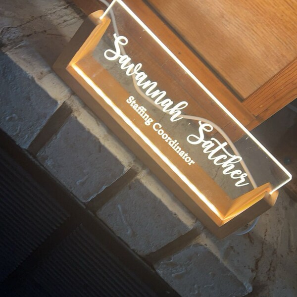 Acrylic Name Plate Light Personalized, LED Light With Wave Pattern ...