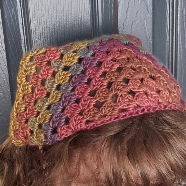 Crochet Head Scarf, Triangle Bandana, Cottagecore Kerchief - Etsy