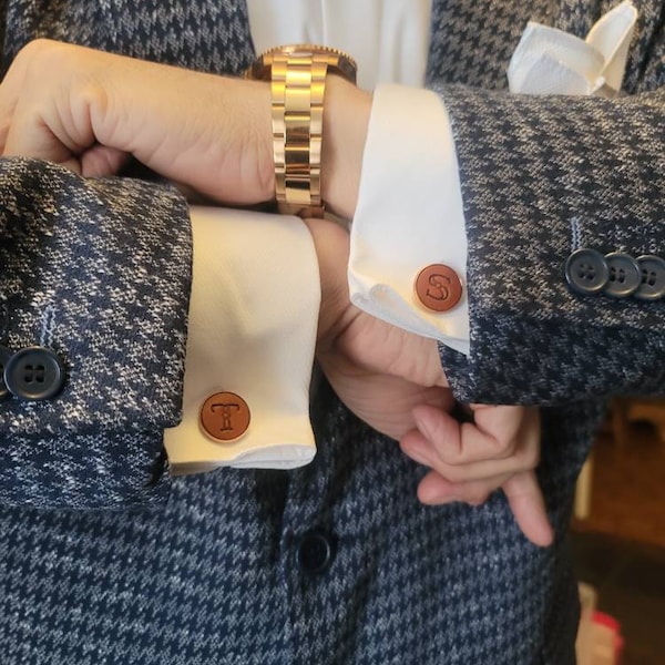 Pair of Personalised Bronze and Copper Initial Cufflinks - Etsy