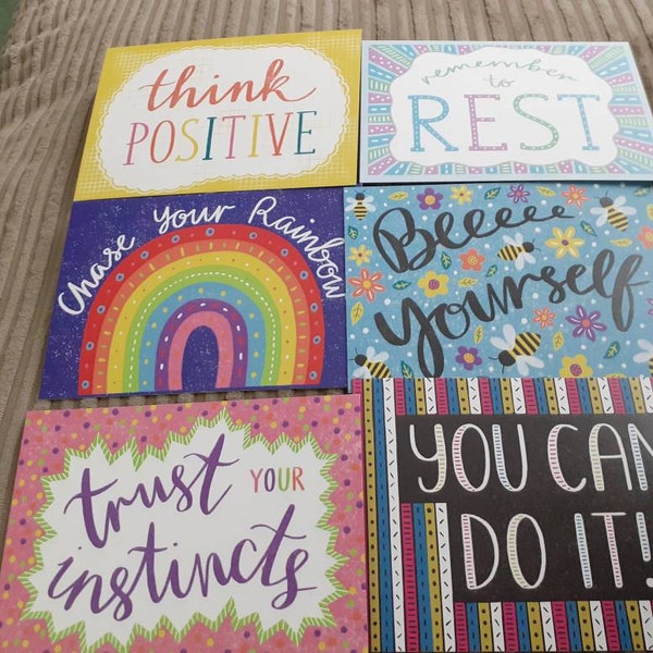 Positivity Postcard Set - Set of Six Postcards - Hand-drawn Positive ...