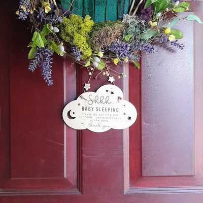 Shhh Baby Sleeping Sign Moon and Stars Do Not Disturb - Etsy