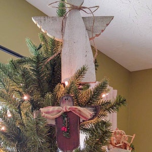 White Wooden Angel Christmas Tree Topper 9 Christmas Decoration Angel ...