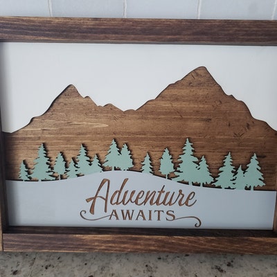Adventure Awaits Personalized Wood Sign Engraved Wood Sign With Family ...