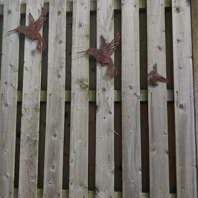 Exterior Rustic Hummingbird Bird Wildlife Fence Topper Tree Art Garden ...