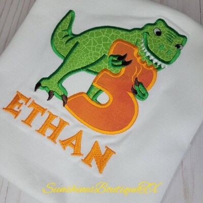 T-rex Dinosaur Birthday Numbers Set 1-6 Applique Machine Embroidery ...