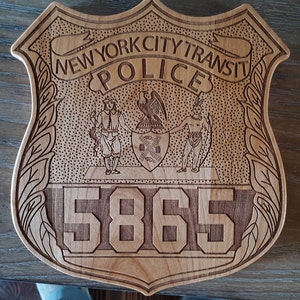 Personalized Wooden New York City Police Shield or Shoulder Patch ...