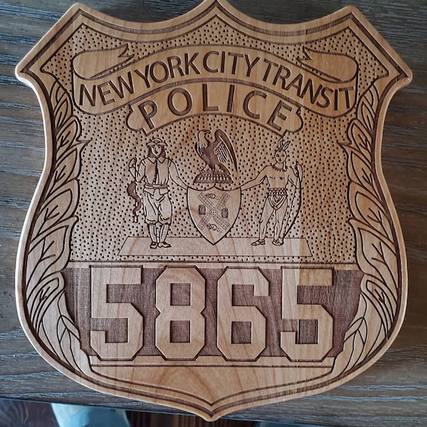 Personalized Wooden New York City Police Shield or Shoulder Patch ...