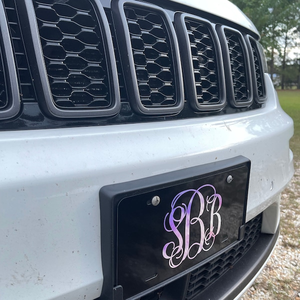 Holographic Monogram Front License Plate - Etsy