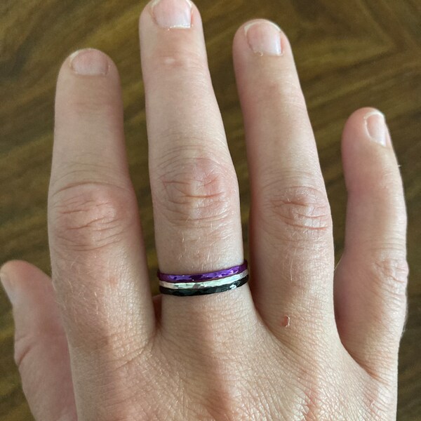Super Thin Violet Silver Stackable Ring(s),purple Ring,purple Stacking ...