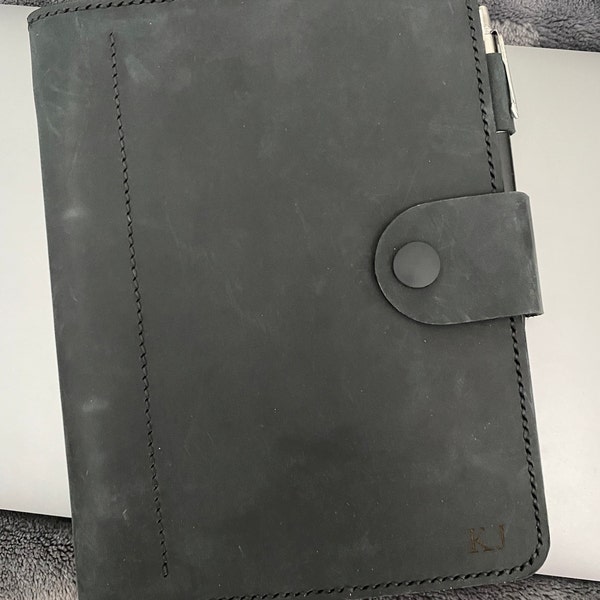 All Black Leather Refillable Planner , Leather A5 6 Ring Binder ...