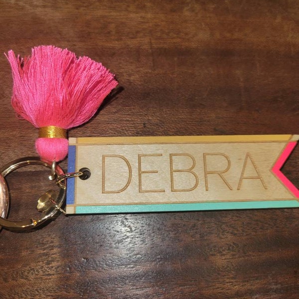 Personalized Handpainted Name Keychains - Wood Keychain, Gift for Her ...